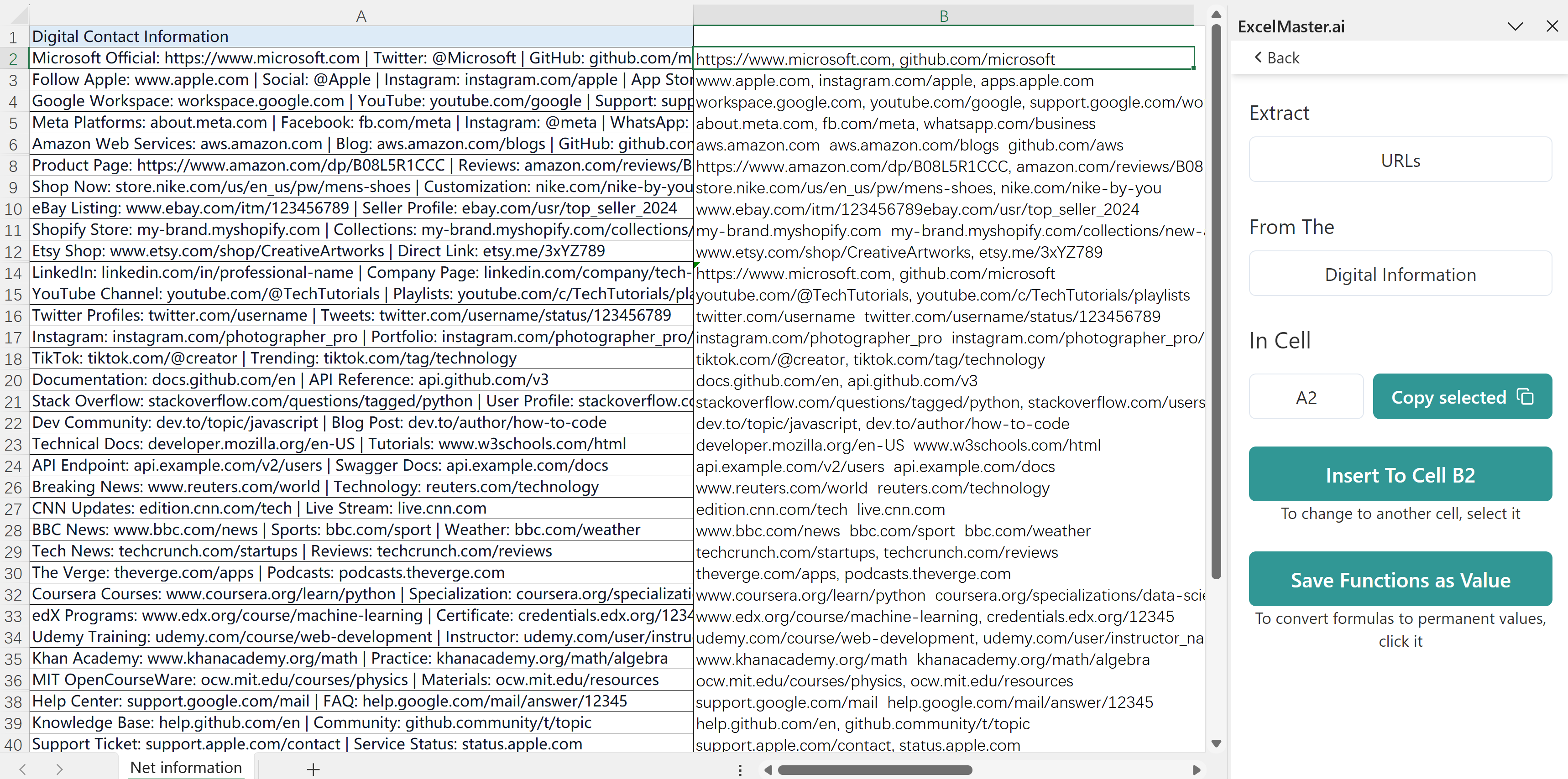 Excel AI: Cell AI - ExcelMaster.ai